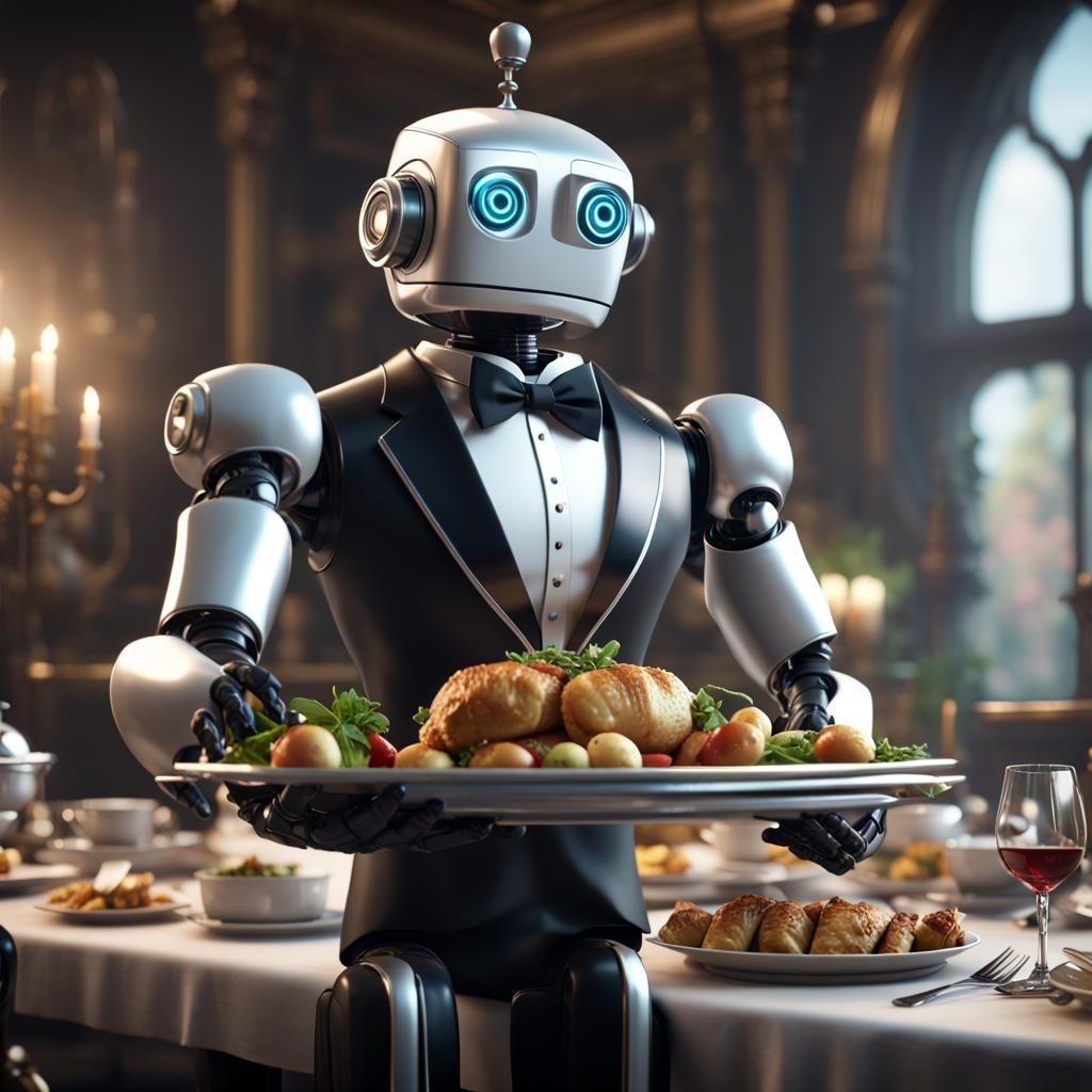 Robot butler - AI Generated Artwork - NightCafe Creator