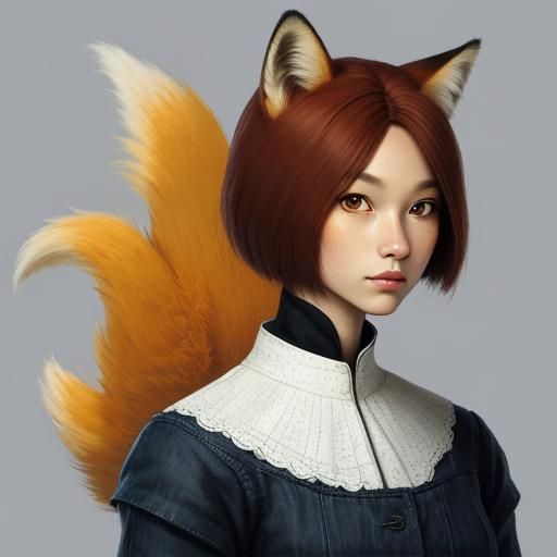 anthropomorphic female fox 3/4 body portrait - AI Generated Artwork ...