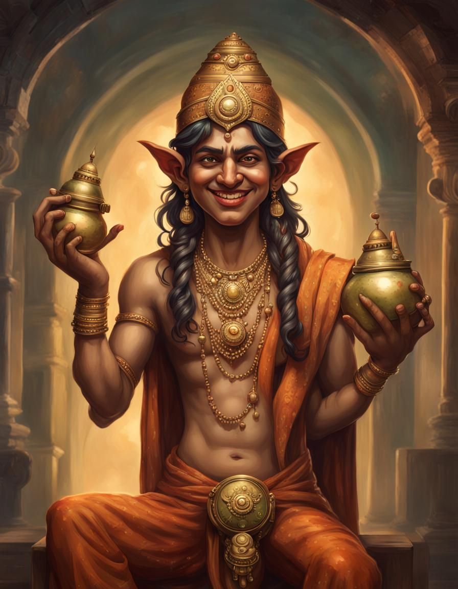 a smiling portrait of an intelligent, mischievous, funny, ELF ...