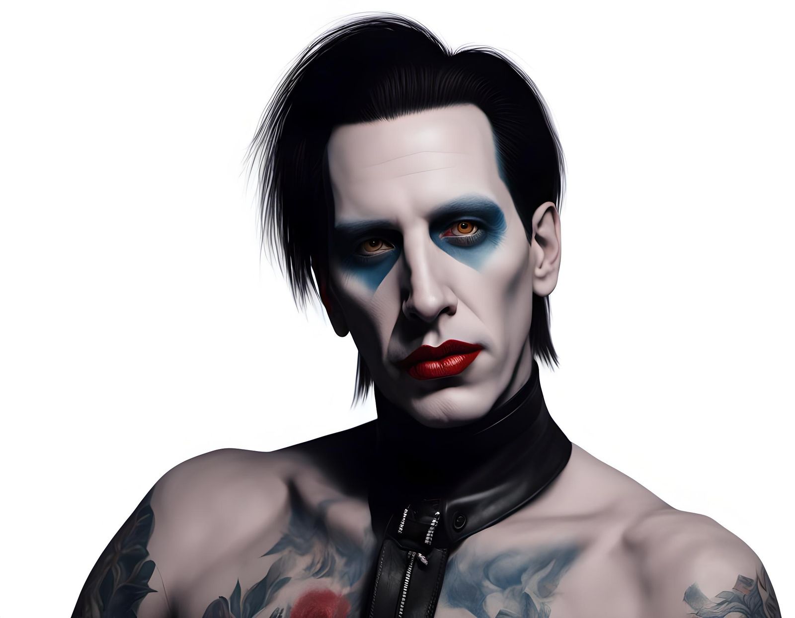 Realistic portrait of handsome man Marilyn Manson with smoky black ...