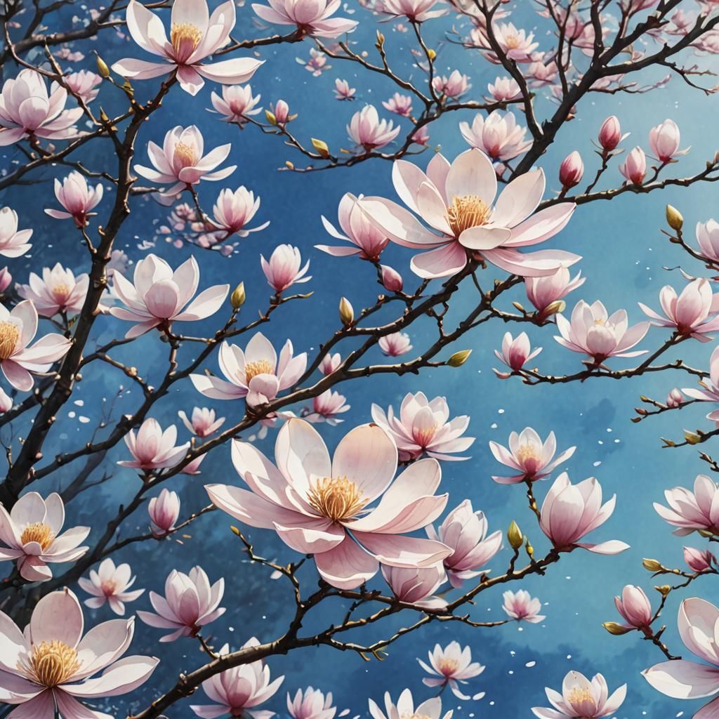 japanese magnolia - AI Generated Artwork - NightCafe Creator