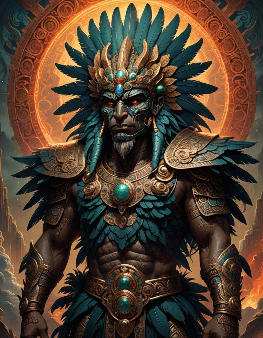 Regal Quetzalcoatl in Human Form, Majestic and Div... - AI Art