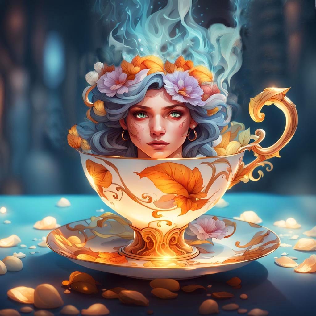 Genie in a Teacup - AI Generated Artwork - NightCafe Creator