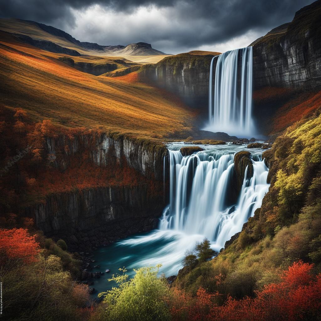 Waterfall - AI Generated Artwork - NightCafe Creator