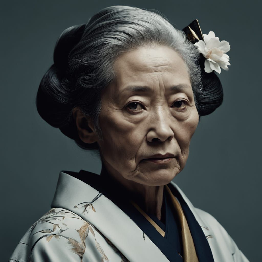 Auntie Mariko - Ethereal Geisha in Dramatic Lighting