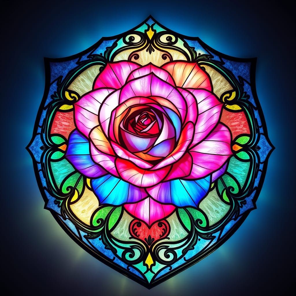 Shield of Stained Glass - Surreal Stained Glass Shield with ...