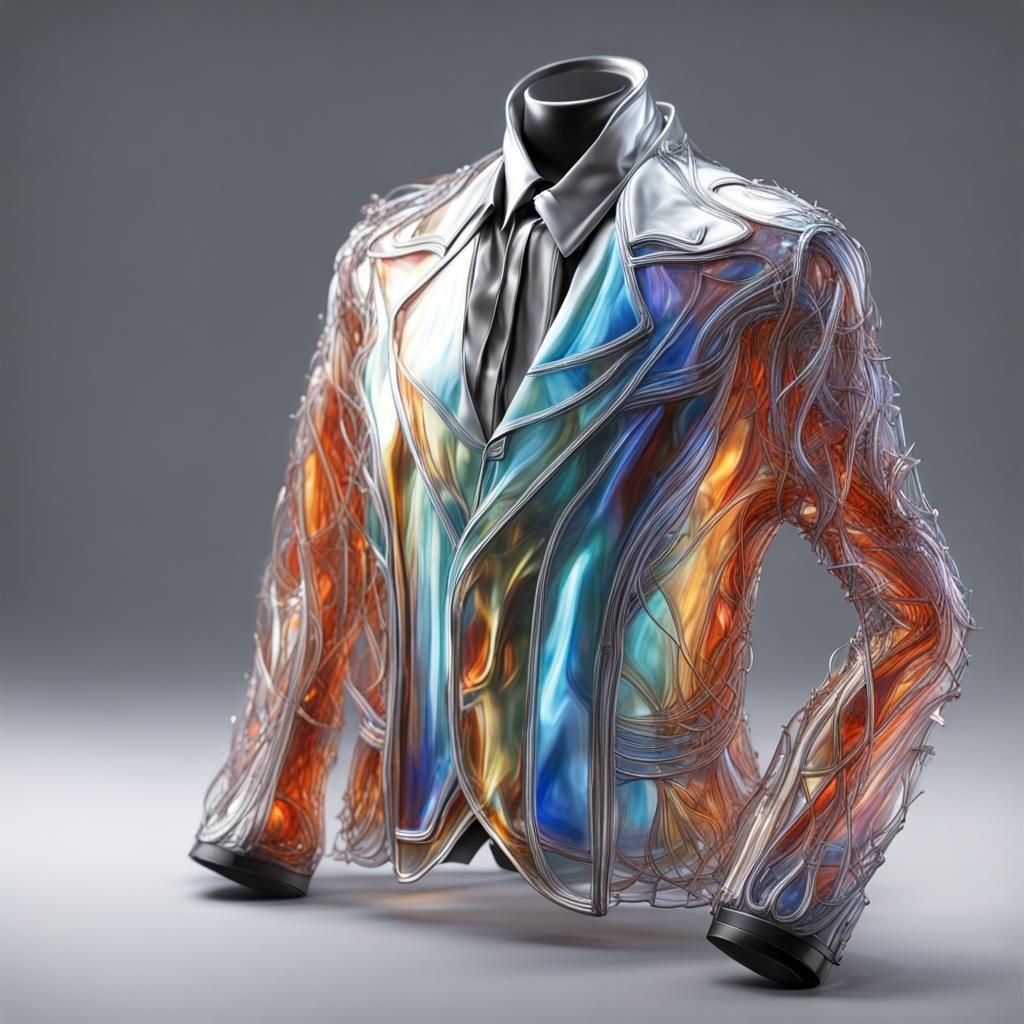 Glass sculpture of a preformers jacket. Exquisite glass sculpture ...