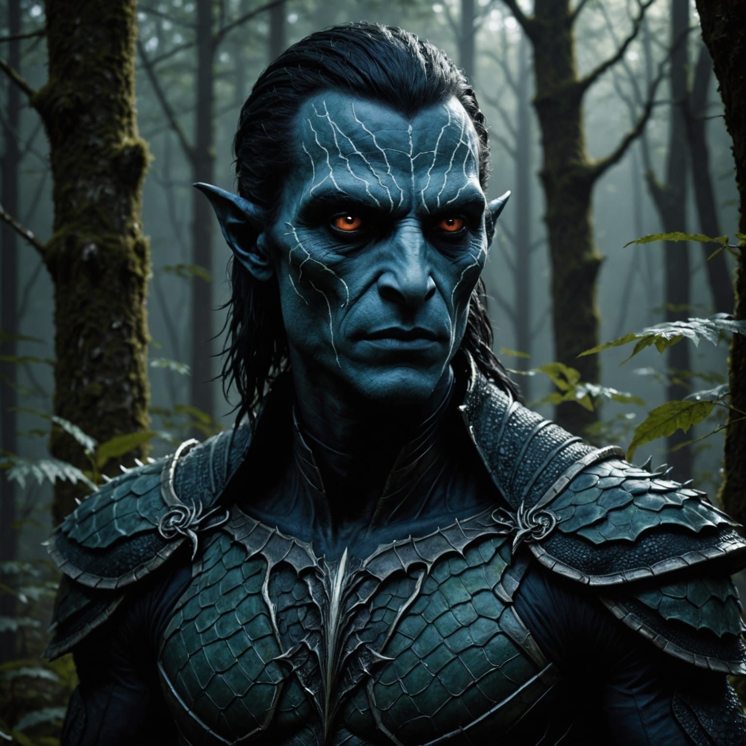 Ethereal Drow in Lunar Shadows - AI Art