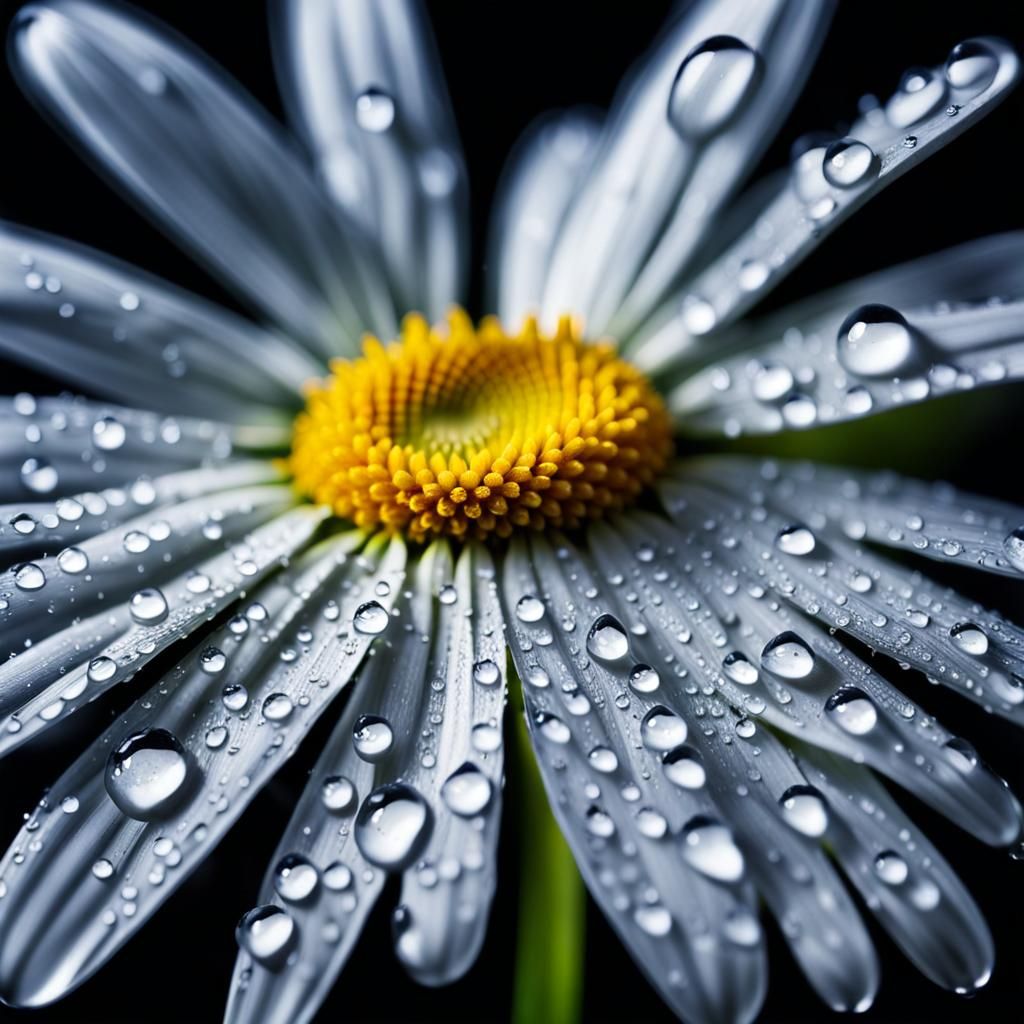 Daisy Dew Drops Macro - AI Generated Artwork - NightCafe Creator