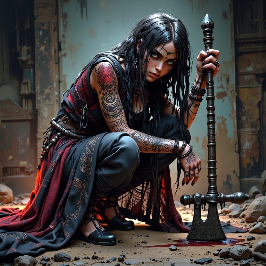 Dark Fantasy Executioner Revealed in Vivid Matte P... - AI Art