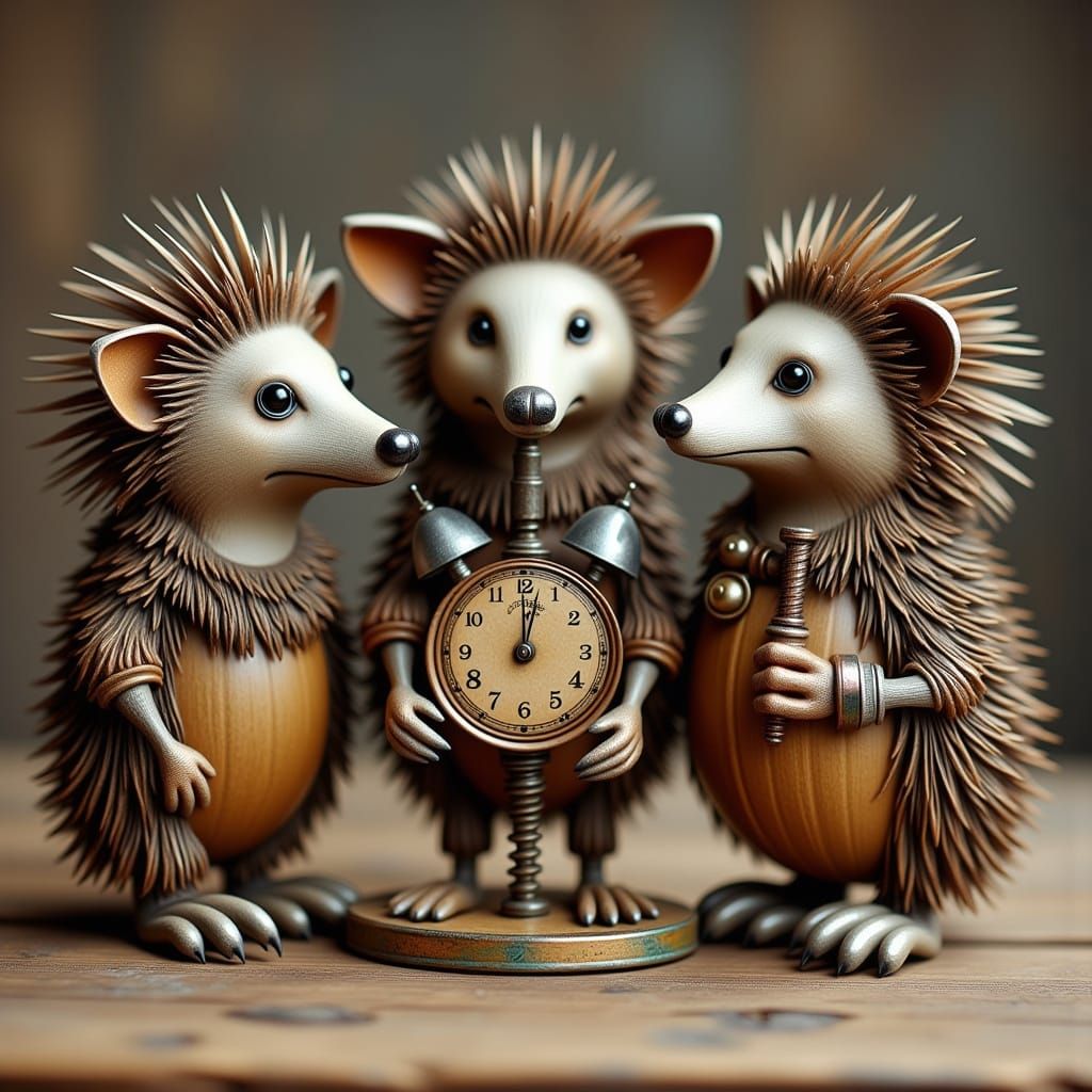 Hedgehogs - Steampunk Hedgehogs: Whimsical Vintage Creation...