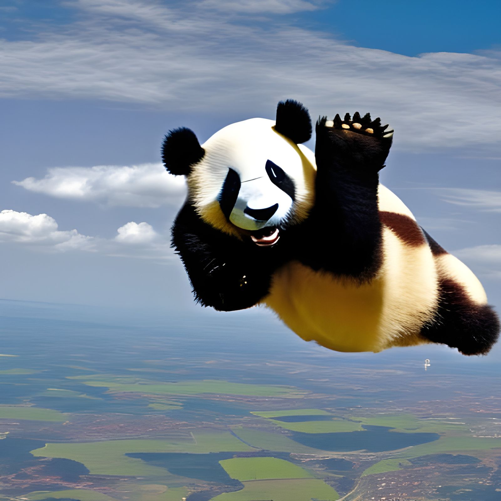 Panda bear skydiving realistic - AI Generated Artwork - NightCafe Creator