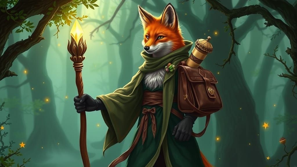 "The Enchanted Fox Mage of the Emerald Woods"
