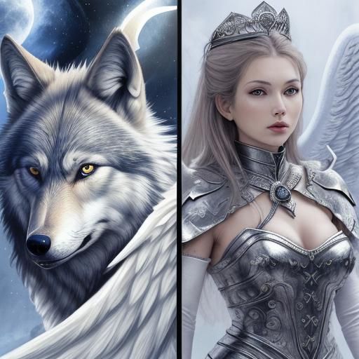 Wolf, Queen, Angel, Warrior - AI Generated Artwork - NightCafe Creator