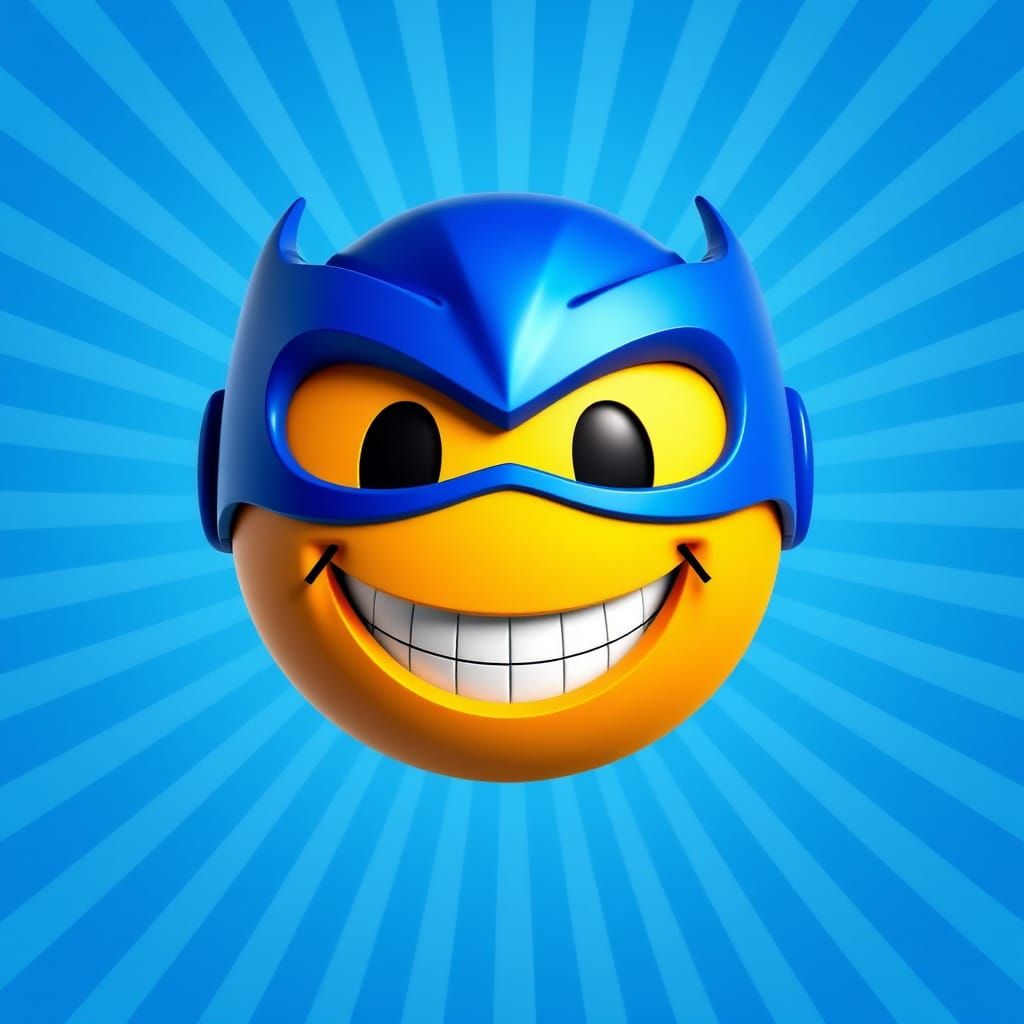 Classic Superhero Smiley (Male): Color: Bright blue background ...