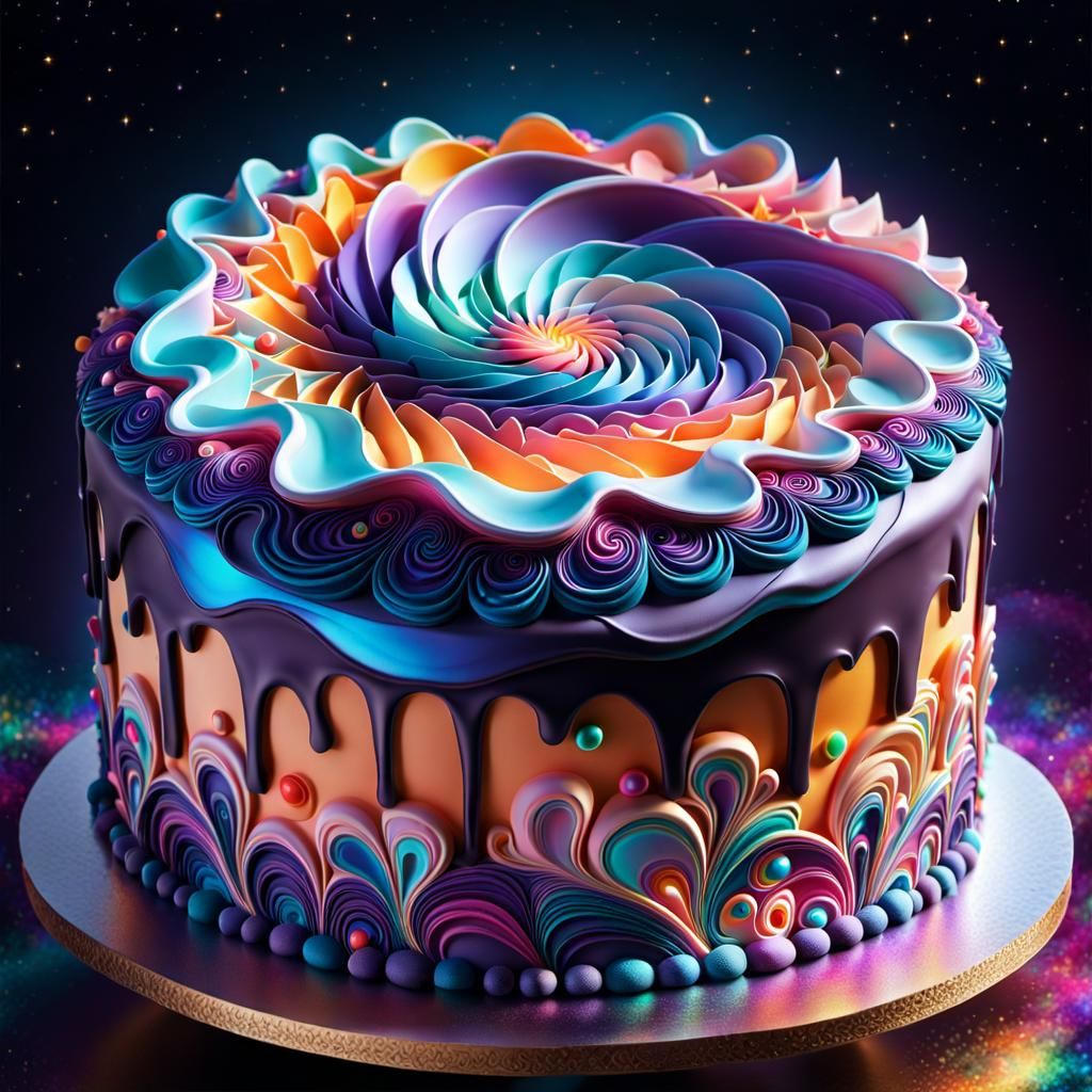 a beautiful cake, squashed at one side with the icing sliding off 8k ...