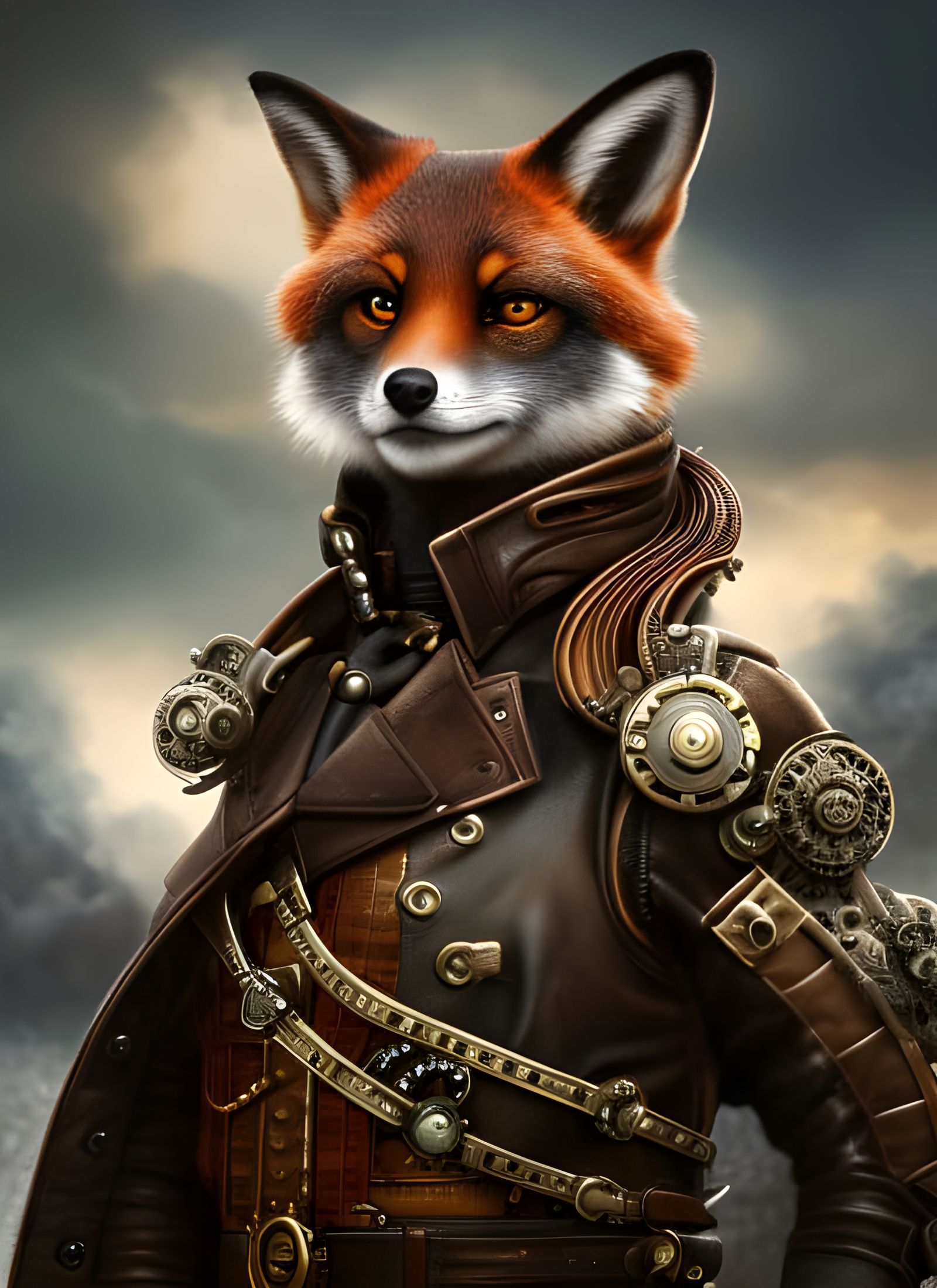 Steampunk Red Fox - AI Generated Artwork - NightCafe Creator