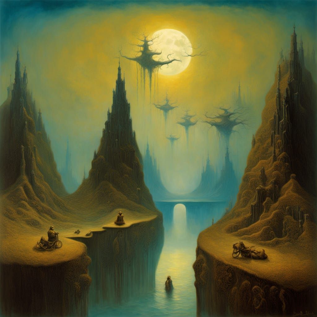 Surrealist Dreamscape in Melting Oil on Canvas - AI Art