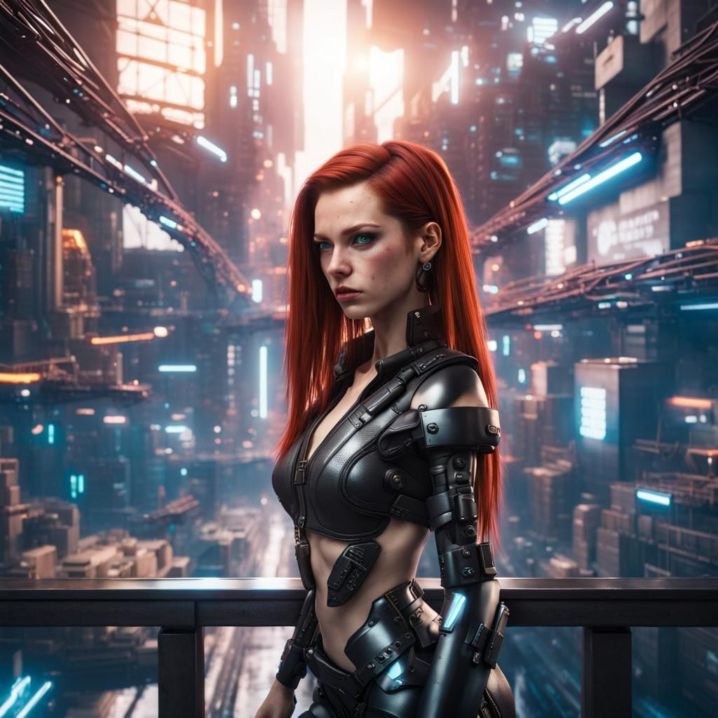 Redhaired razorgirl - AI Generated Artwork - NightCafe Creator