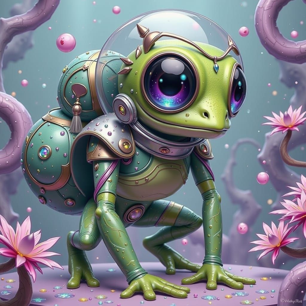 Ethereal Astronaut Frog in Dreamlike Sci-Fi Landsc... - AI Art