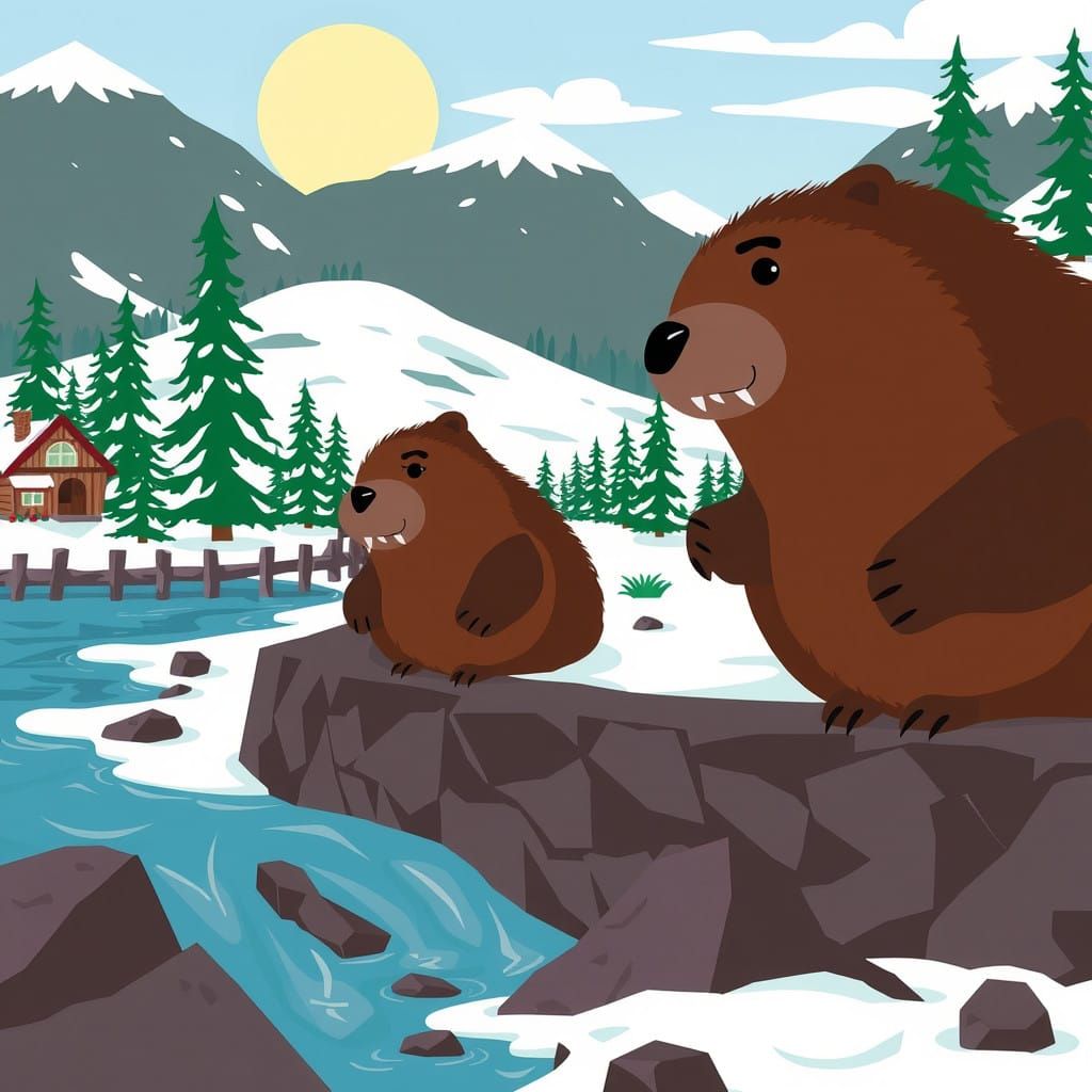 Felted Beavers Build Dam Outside Human Village in ... - AI Art