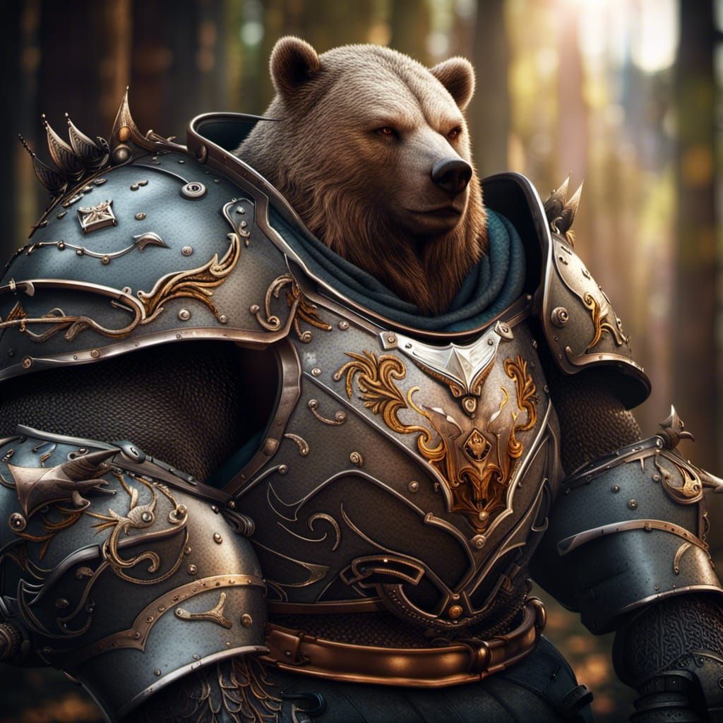 Photograph portrait of an obese armored Bear Knight fantasy, 8k ...
