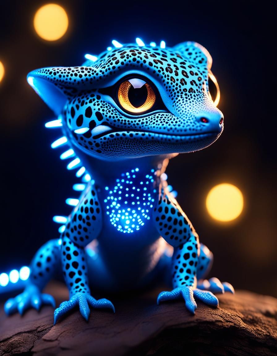 Chibi Lightning gecko with leopard skin - AI Generated Artwork ...