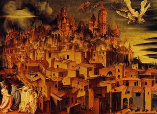 medieval city on fire renaissance painting - AI Generated Artwork ...