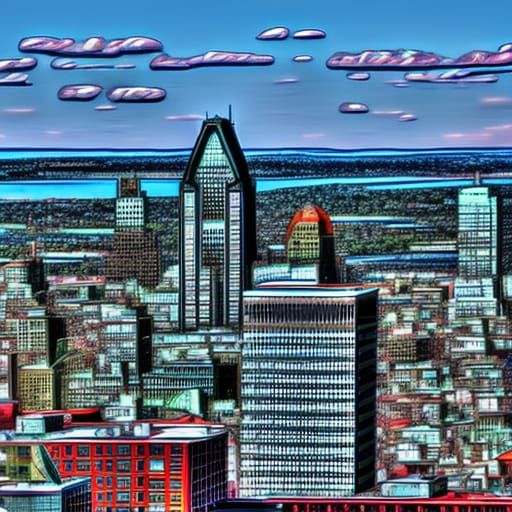 Skyline view of Montreal in a cartoon - AI Generated Artwork ...