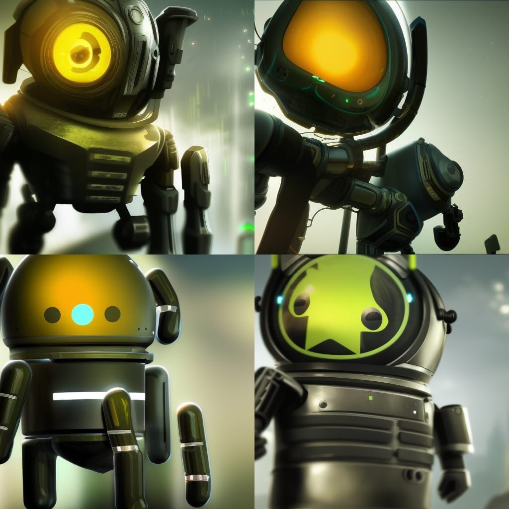 Android helper that is prepared to assist in a moment, science fiction ...