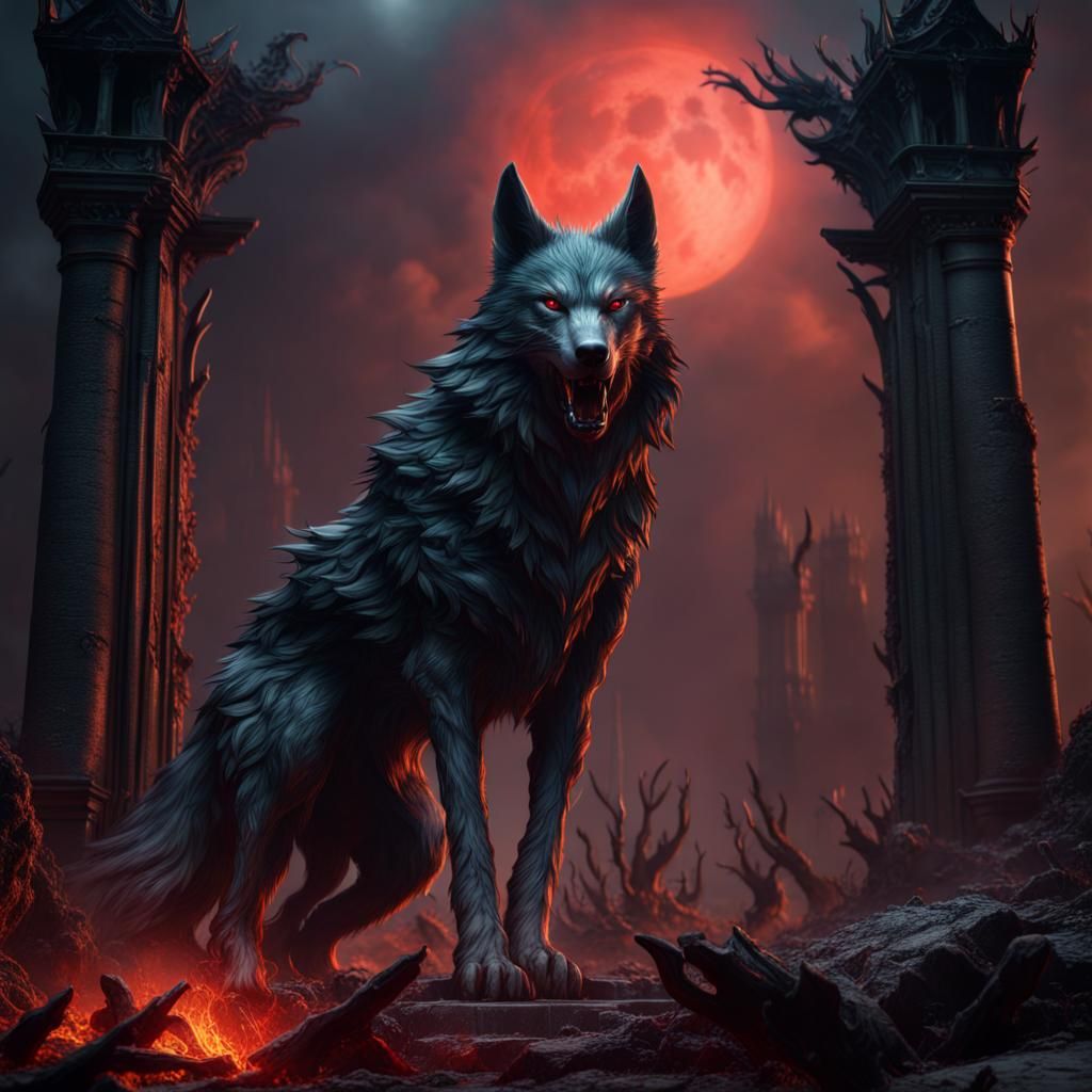 Gothic Hell Wolf - AI Generated Artwork - NightCafe Creator