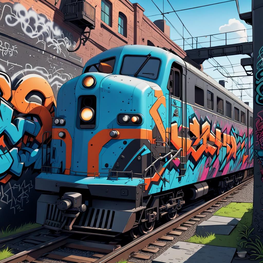 Train, Train, graffiti, urban, environment, ultra hd, realistic, vivid ...