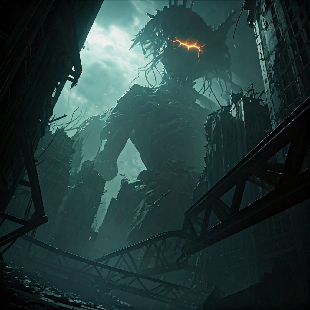 What is your AI terror? - Dystopian Cityscape Under Alien Th...