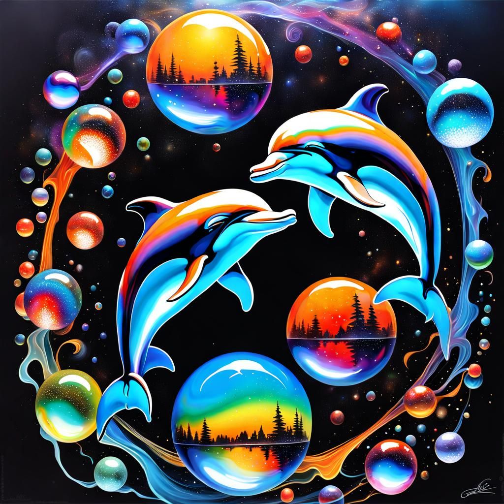 Cosmic Dolphins - AI Generated Artwork - NightCafe Creator