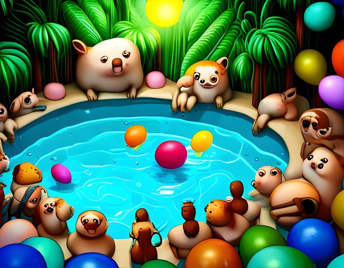 Pool party!! - AI Generated Artwork - NightCafe Creator
