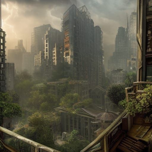 Rooftop Gardens after the Collapse of Civilization - AI Generated ...