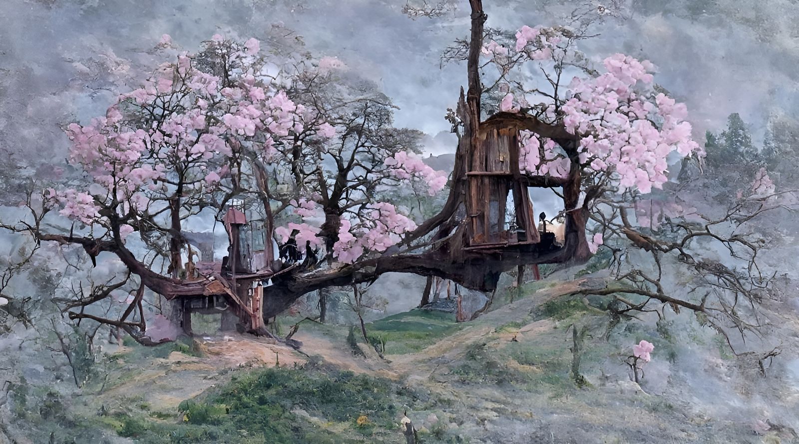 spring treehouse IV - Elvish Treehouse in Spring: A Romantic...
