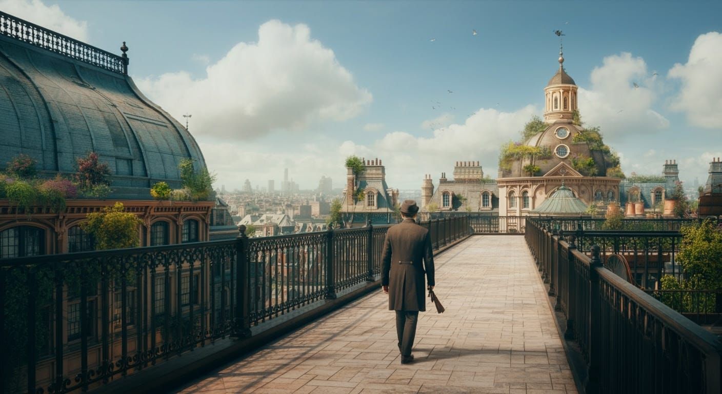 Elegant Victorian Solarpunk Cityscape on a Sunny D... - AI Art