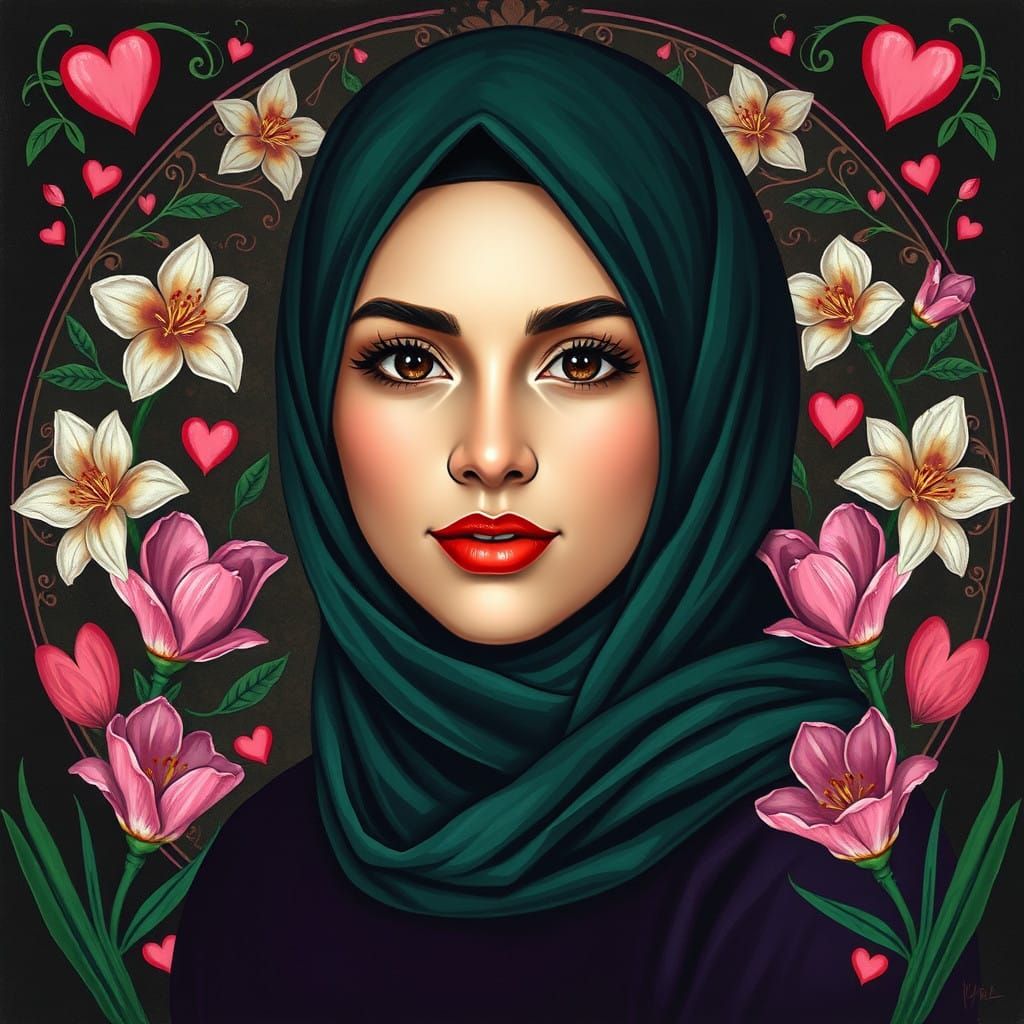 Hijabi - Beautiful Middle Eastern Woman in Traditional Hija...
