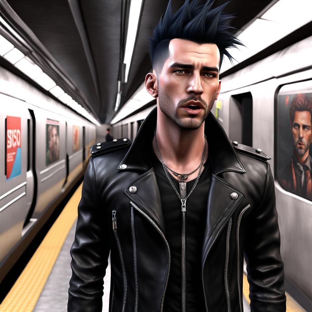 tired goth-punk male singing in the subway - AI Generated Artwork ...