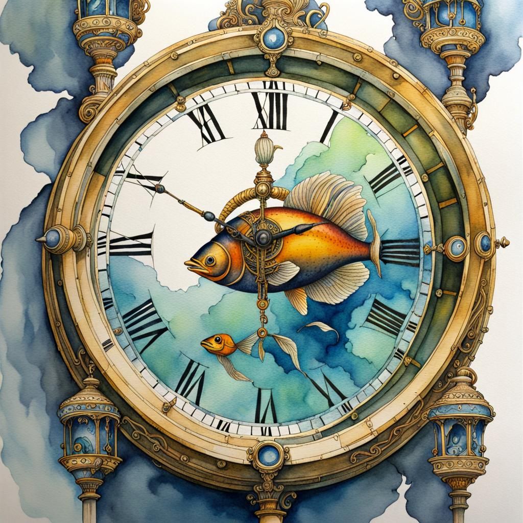 Aquatic clock - AI Generated Artwork - NightCafe Creator