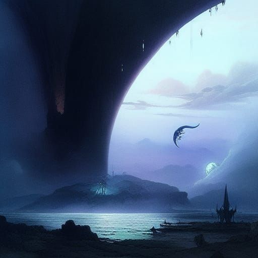 dragon and the rising moon - AI Generated Artwork - NightCafe Creator