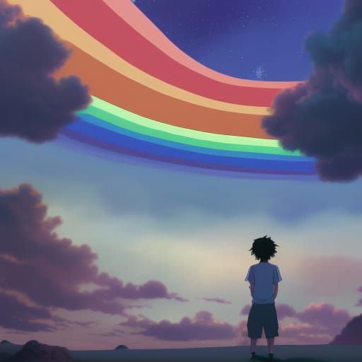 Rainbow in the Night - AI Generated Artwork - NightCafe Creator