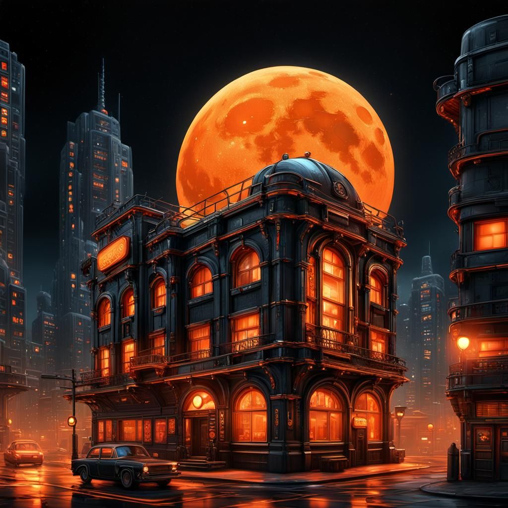 Retro Futurism Steampunk Building all in a glow from the fantastic ...