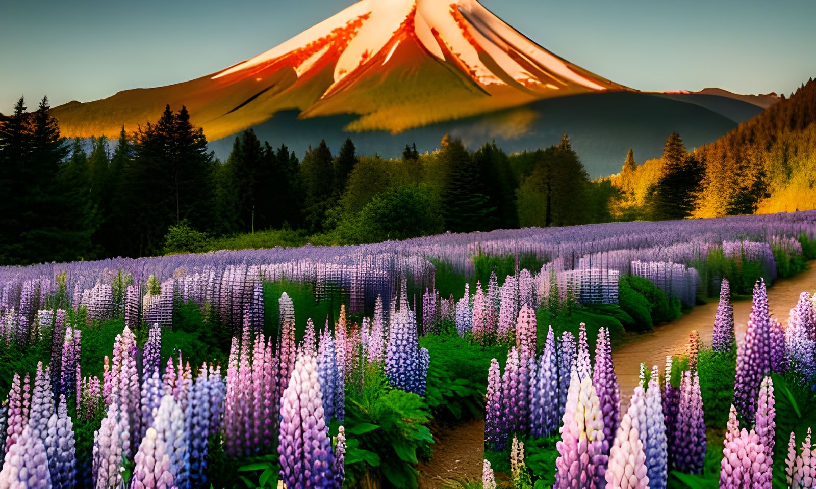 fields of lupines in Kamishihoro, Japan III - AI Generated Artwork - NightCafe Creator