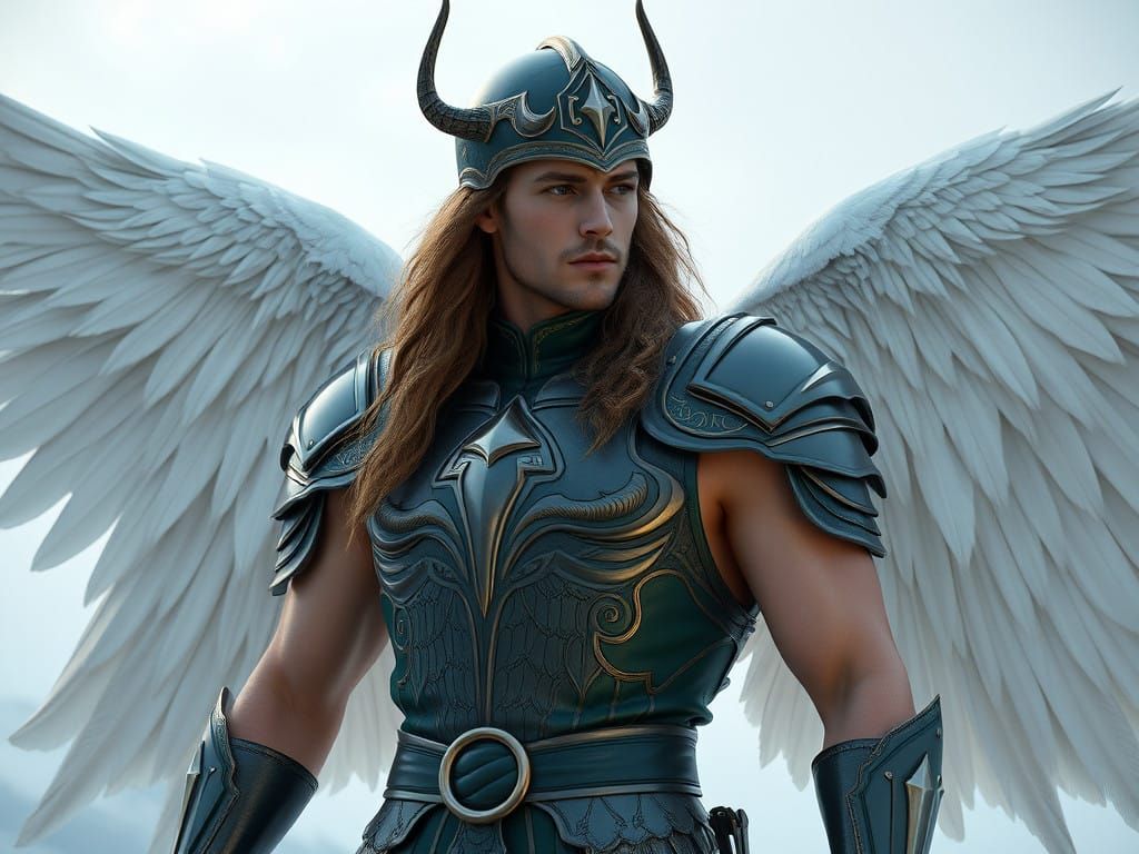 Regal Scandinavian Angel in Emerald Haute Couture ... - AI Art