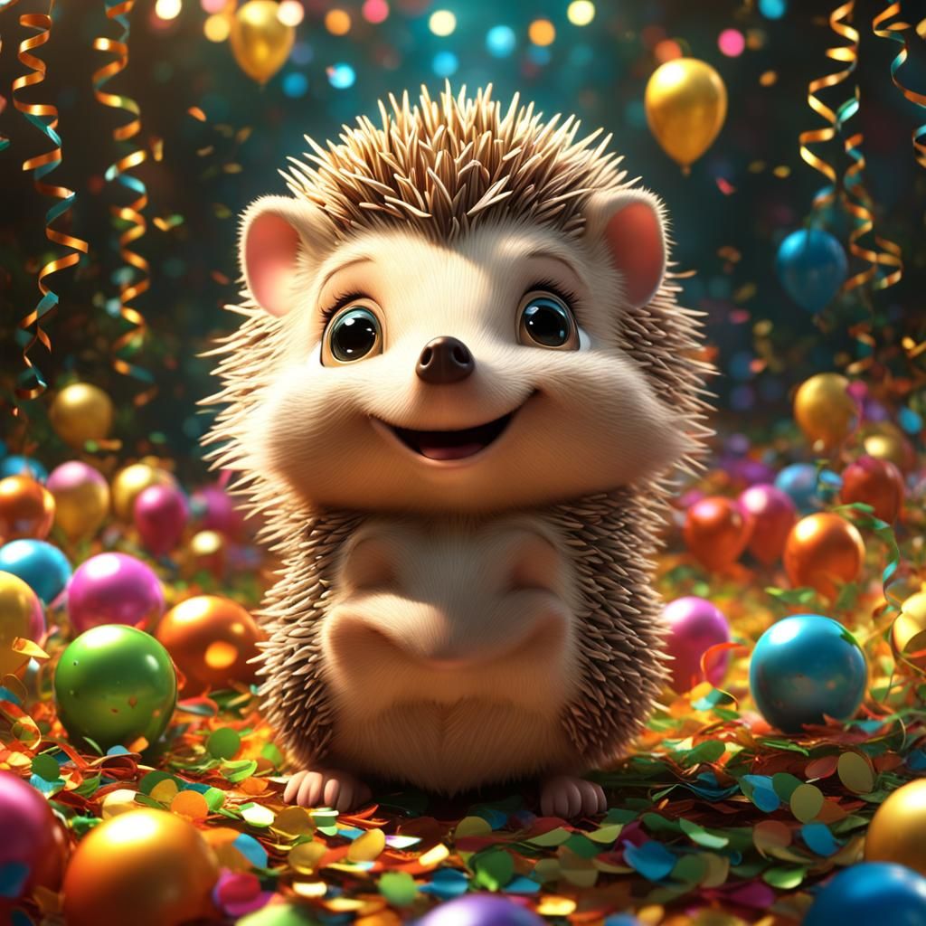 Party hedgehog (B) - AI Generated Artwork - NightCafe Creator