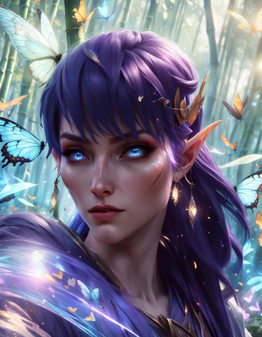 an elf with blue hair, rosy cheeks - AI Generated Artwork - NightCafe ...
