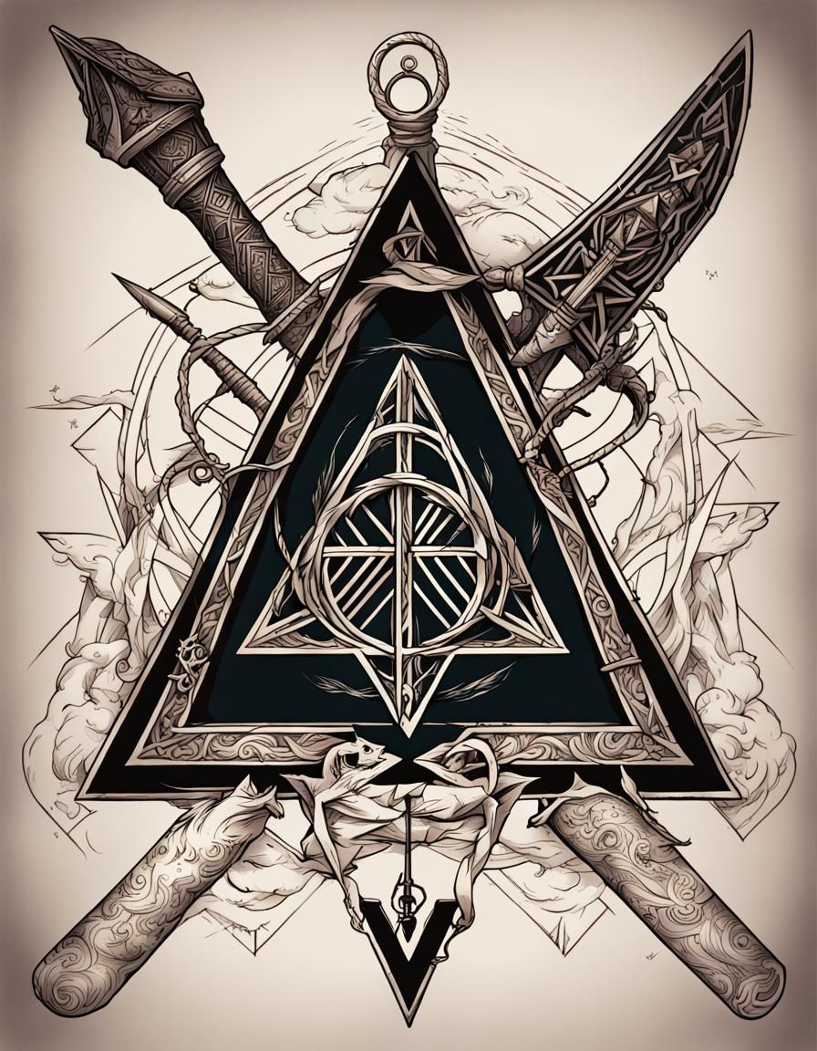 deathly hallows line art 1 - AI Generated Artwork - NightCafe Creator