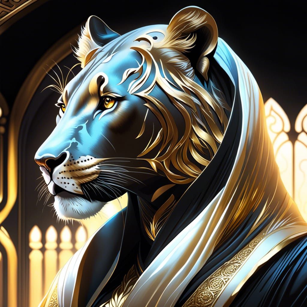 Black & Gold Lioness - AI Generated Artwork - NightCafe Creator
